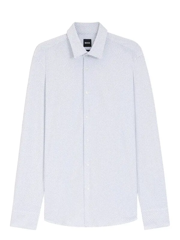 BOSS Printed Slim-fit Shirt In Performance-stretch Jersey - White