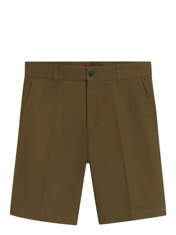 Hugo Regular-fit Mercerised Stretch Cotton Shorts - Light Green