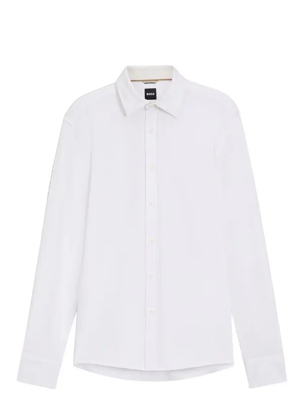 BOSS Slim-fit Shirt In Melange Stretch Cotton - White