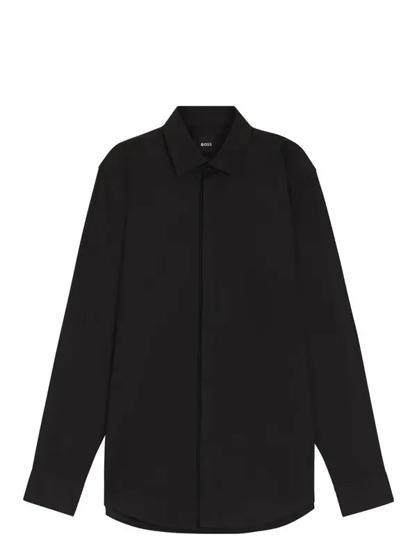 BOSS Easy-iron Slim-fit Shirt In Cotton Poplin - Black