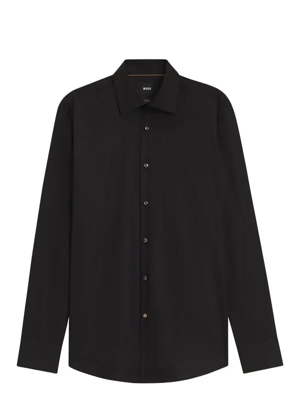 BOSS Easy-iron Slim-fit Shirt In Cotton Poplin - Black