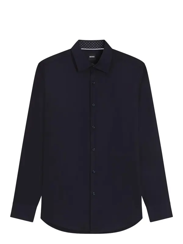 BOSS Easy-iron Slim-fit Shirt In Cotton Poplin - Dark Blue
