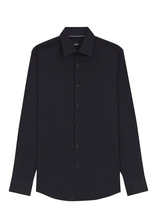 BOSS Easy-iron Slim-fit Shirt In Cotton Poplin - Dark Blue