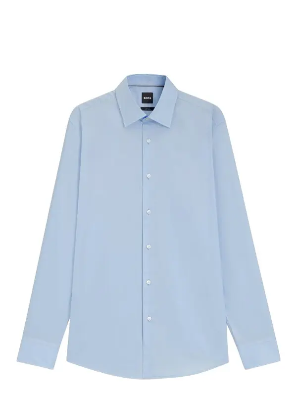 BOSS Easy-iron Slim-fit Shirt In Cotton Poplin - Light Blue