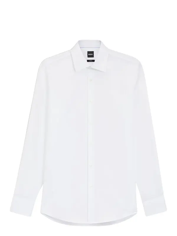 BOSS Easy-iron Slim-fit Shirt In Cotton Poplin - White