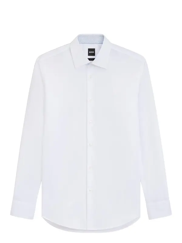 BOSS Easy-iron Slim-fit Shirt In Cotton Poplin - White