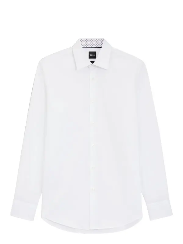 BOSS Easy-iron Slim-fit Shirt In Cotton Poplin - White