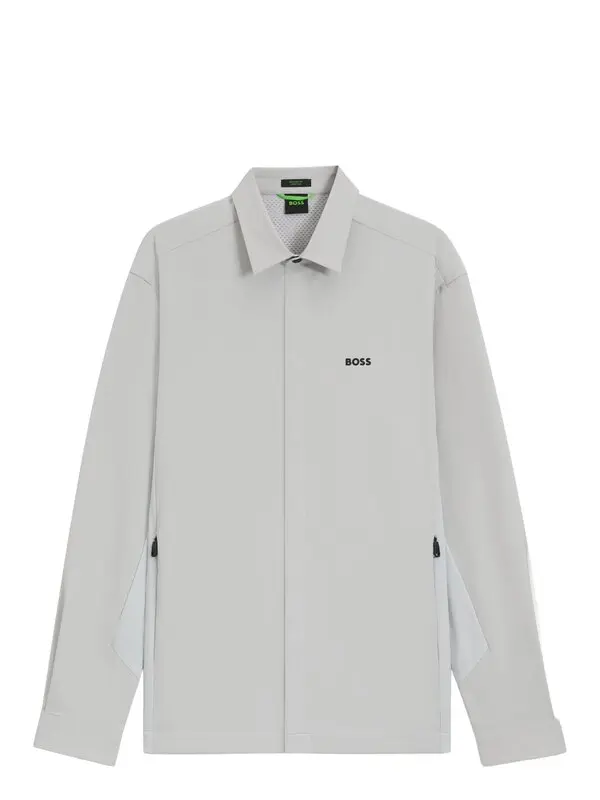 BOSS Relaxed-fit Overshirt In Water-repellent Fabric - Light Grey
