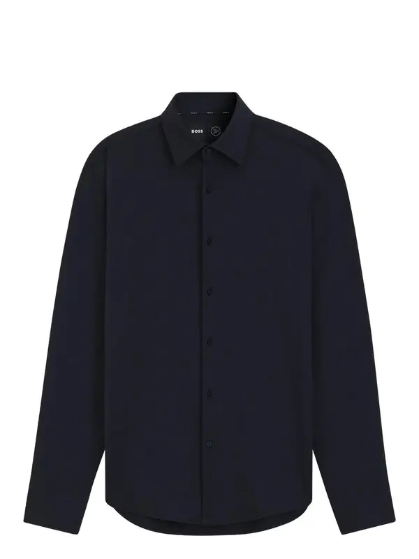 BOSS Slim-fit Shirt In Structured Performance-stretch Jersey - Dark Blue