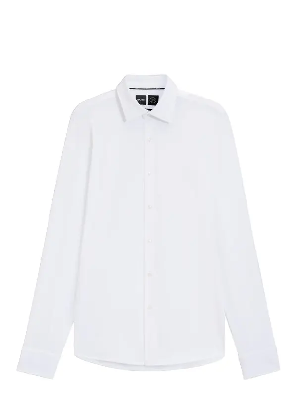 BOSS Slim-fit Shirt In Structured Performance-stretch Jersey - White