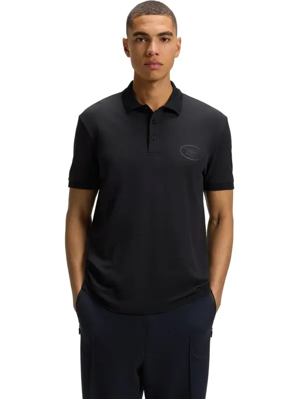 BOSS Active-stretch Polo Shirt In A Cotton Blend - Dark Blue