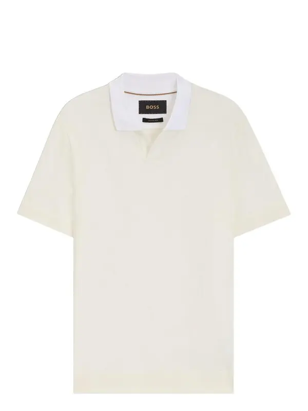 BOSS Cotton-silk Polo Shirt With Johnny Collar - White