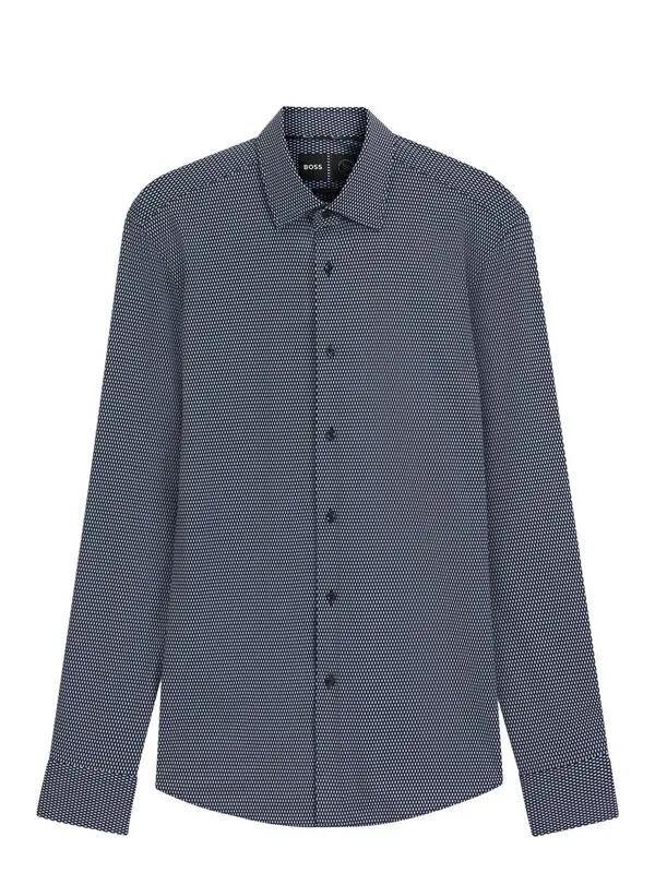 BOSS Slim-fit Shirt In Italian-made Performance-stretch Fabric - Dark Blue