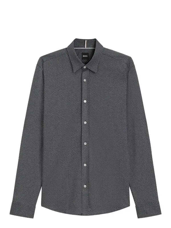 BOSS Slim-fit Shirt In Cotton-blend Jacquard - Grey