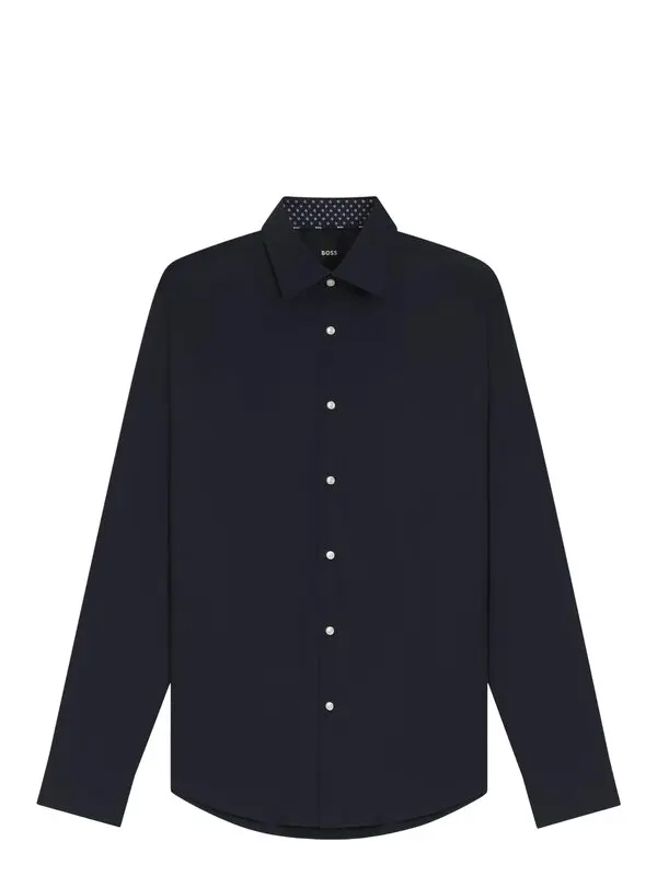 BOSS Easy-iron Regular-fit Shirt In Stretch-cotton Poplin - Dark Blue