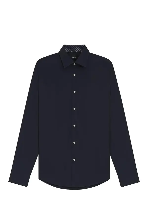 BOSS Easy-iron Regular-fit Shirt In Stretch-cotton Poplin - Dark Blue