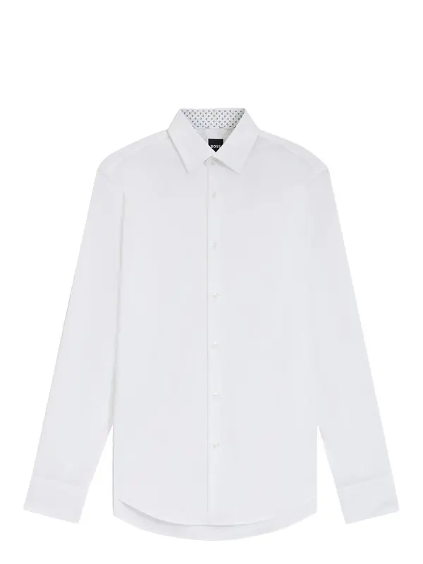 BOSS Easy-iron Regular-fit Shirt In Stretch-cotton Poplin - White