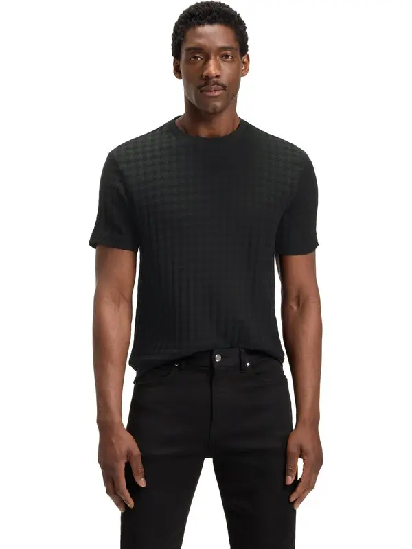 BOSS Porsche X Mercerised-cotton Houndstooth T-shirt - Black