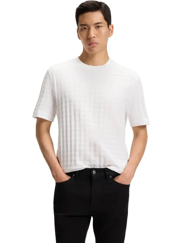BOSS Porsche X Mercerised-cotton Houndstooth T-shirt - White