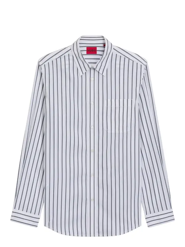 Hugo Striped Oversized-fit Shirt In Cotton Poplin - White