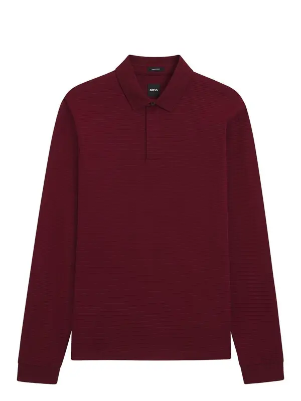BOSS Mercerised-cotton Polo Shirt With Plain Collar - Dark Red