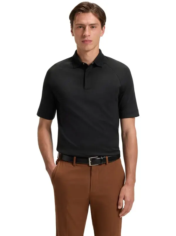 BOSS Covered-placket Polo Shirt In A Regular Fit - Black
