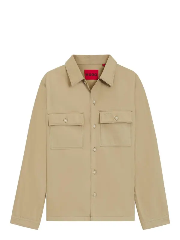 Hugo Oversized-fit Shirt In Cotton Gabardine - Beige