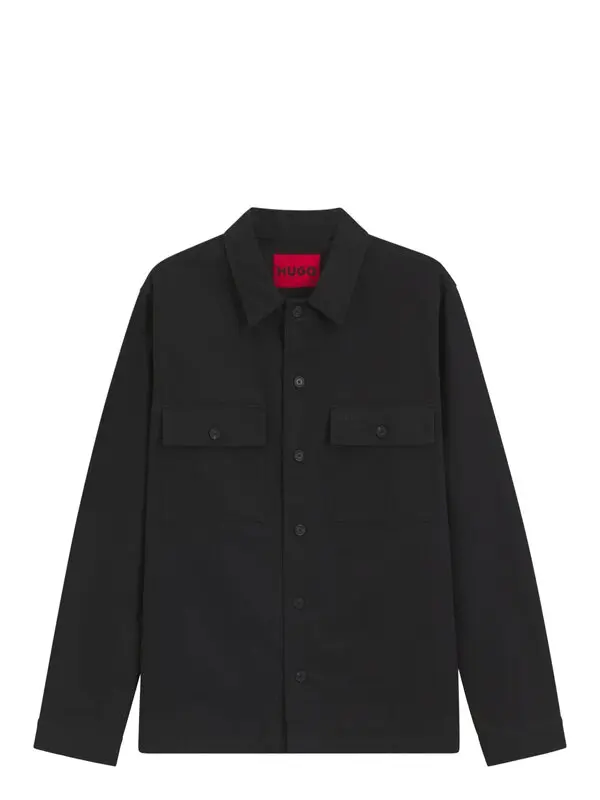 Hugo Oversized-fit Shirt In Cotton Gabardine - Black
