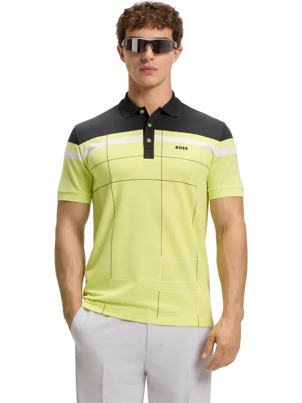 BOSS Stretch-cotton Slim-fit Polo Shirt With Quick-dry Function - Light Green