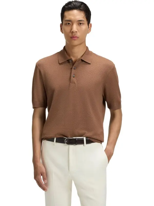 BOSS Regular Fit Cotton-silk Polo Shirt With Mercerised Finish - Brown
