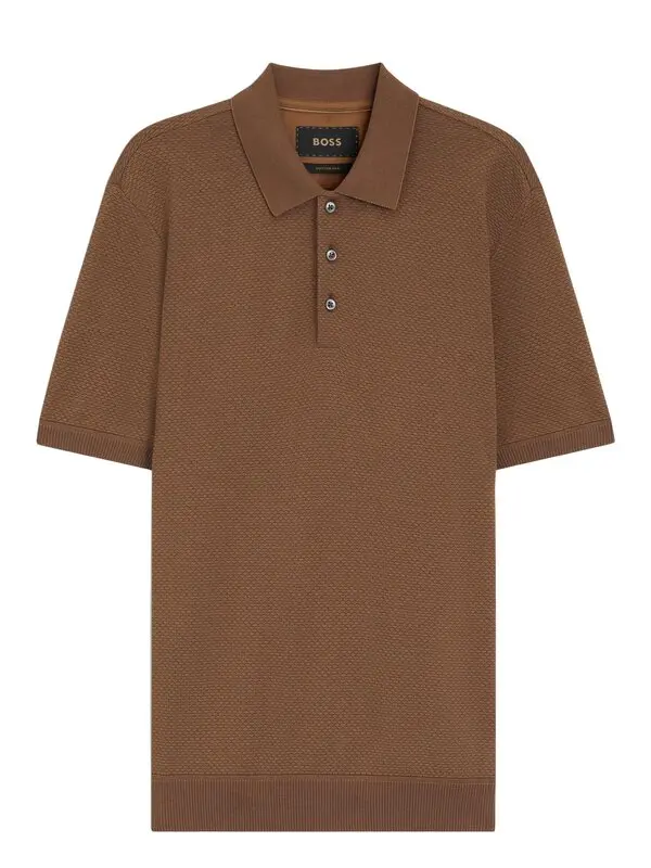 BOSS Regular Fit Cotton-silk Polo Shirt With Mercerised Finish - Brown