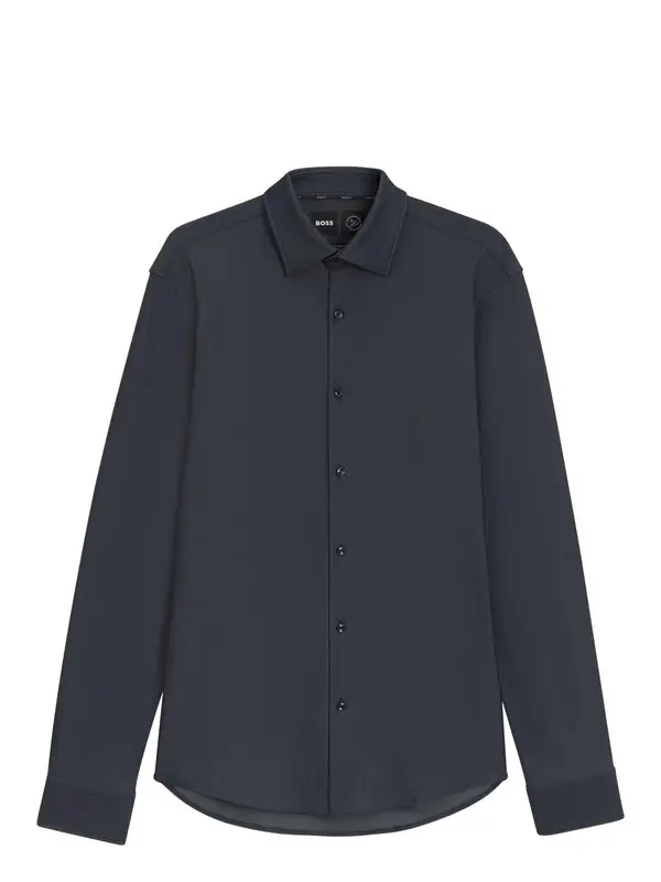 BOSS Regular-fit Shirt In Structured Stretch Jersey - Dark Blue
