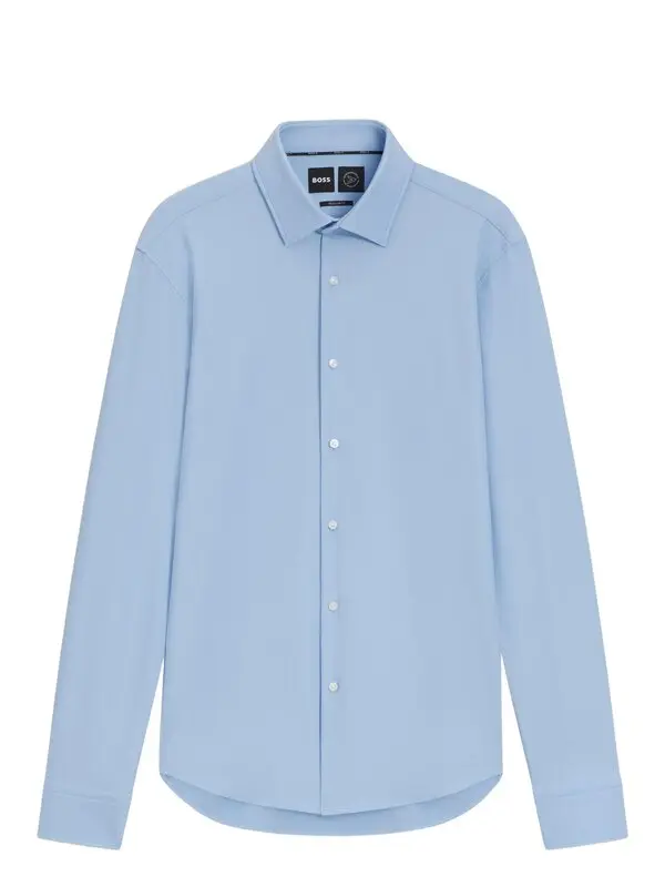 BOSS Regular-fit Shirt In Structured Stretch Jersey - Light Blue