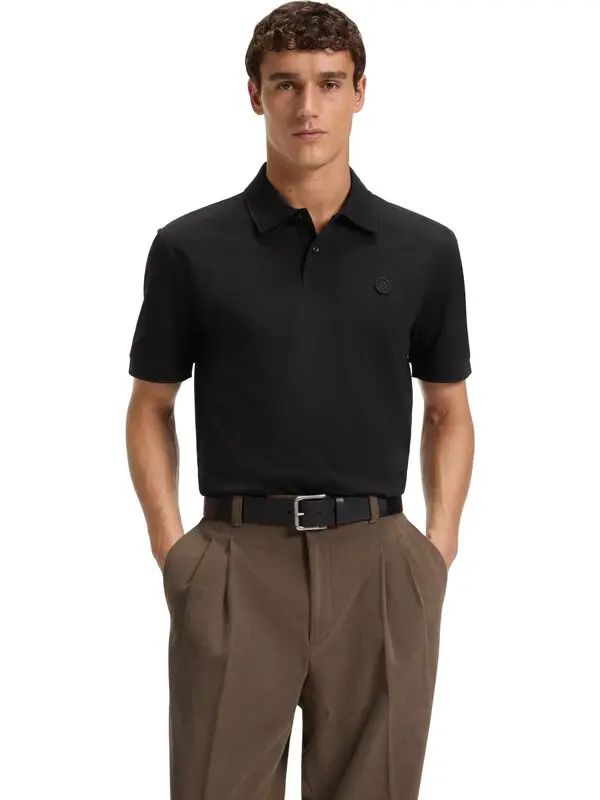 BOSS Mercerised-cotton Polo Shirt With Double B Monogram - Black