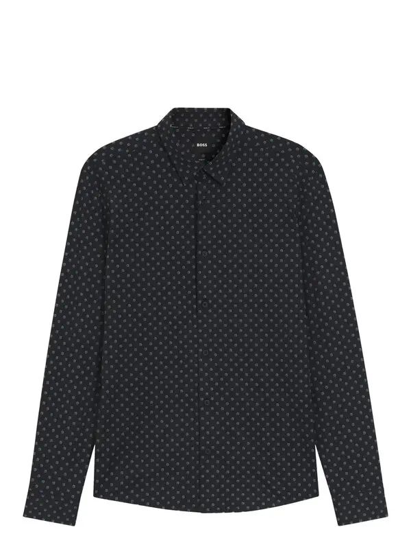 BOSS Performance-stretch Slim-fit Shirt In Italian Fabric - Black