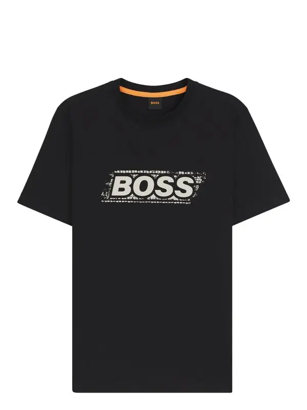 BOSS Logo-artwork T-shirt In Cotton Jersey - Black