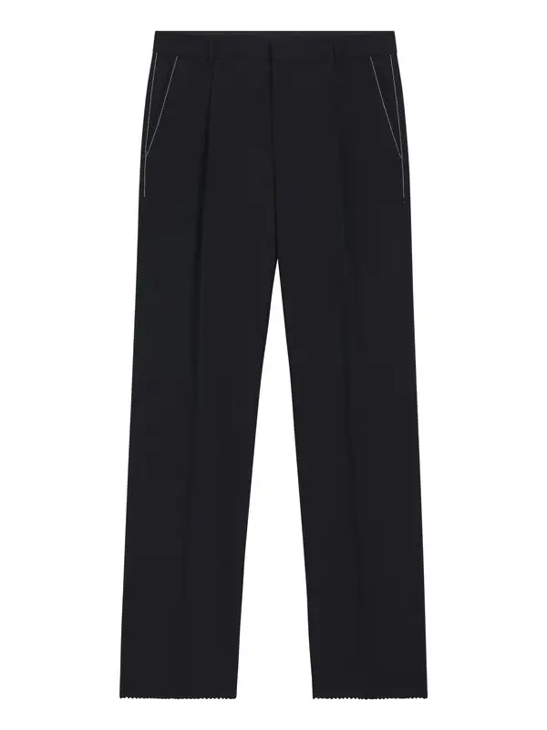 BOSS Melange Virgin Wool Trousers - Dark Blue