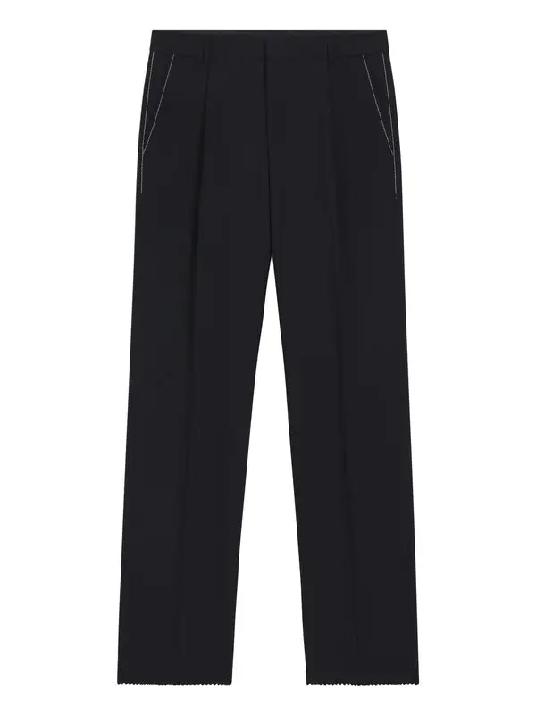 BOSS Melange Virgin Wool Trousers - Dark Blue