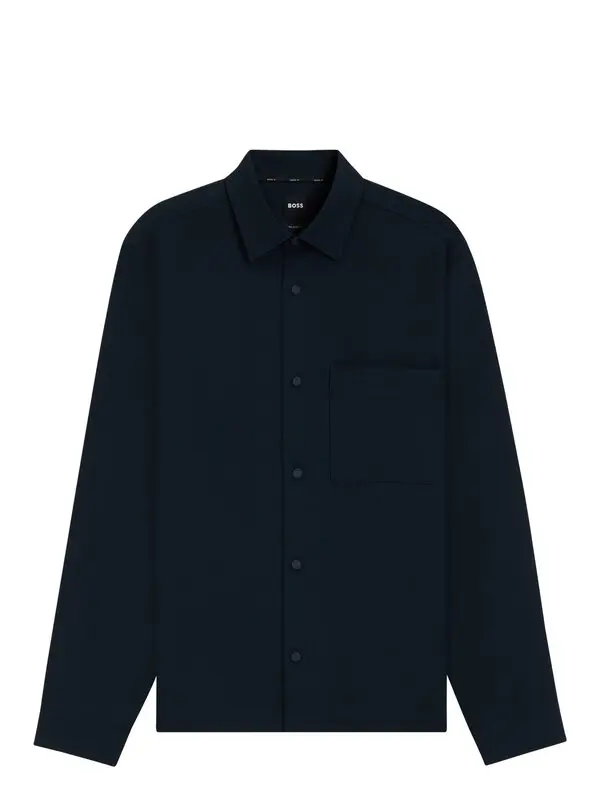 BOSS Relaxed-fit Shirt In Performance-stretch Twill - Dark Blue