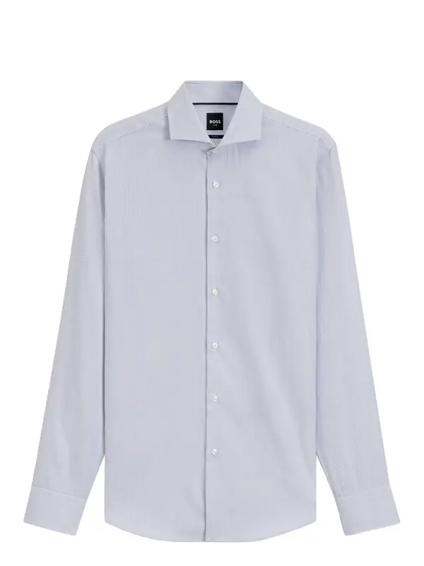 BOSS Wrinkle-resistant Slim-fit Shirt In Cotton Dobby - Light Blue