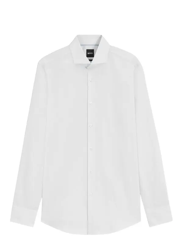 BOSS Micro-patterned Slim-fit Shirt In Stretch Cotton - White