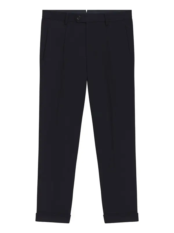 BOSS Relaxed-fit Trousers In Virgin Wool - Dark Blue