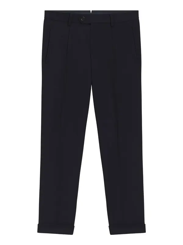BOSS Relaxed-fit Trousers In Virgin Wool - Dark Blue