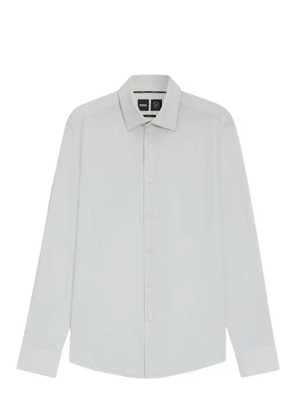 BOSS Printed Slim-fit Shirt In Performance-stretch Fabric - White