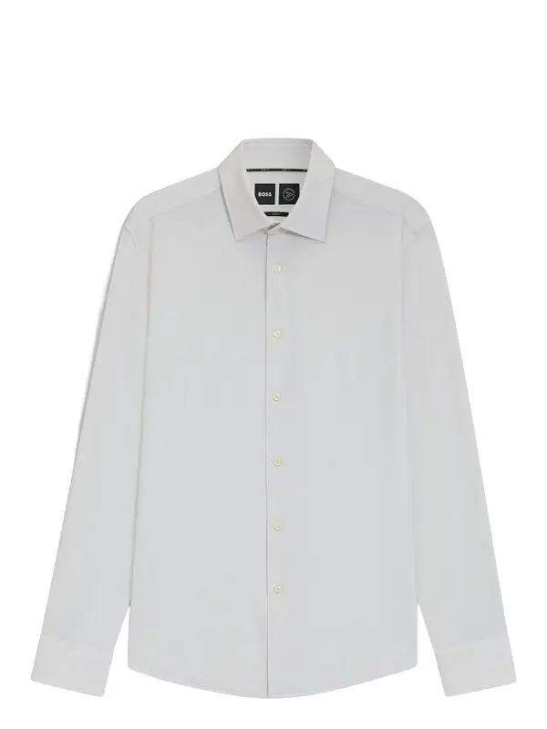 BOSS Printed Slim-fit Shirt In Performance-stretch Fabric - White