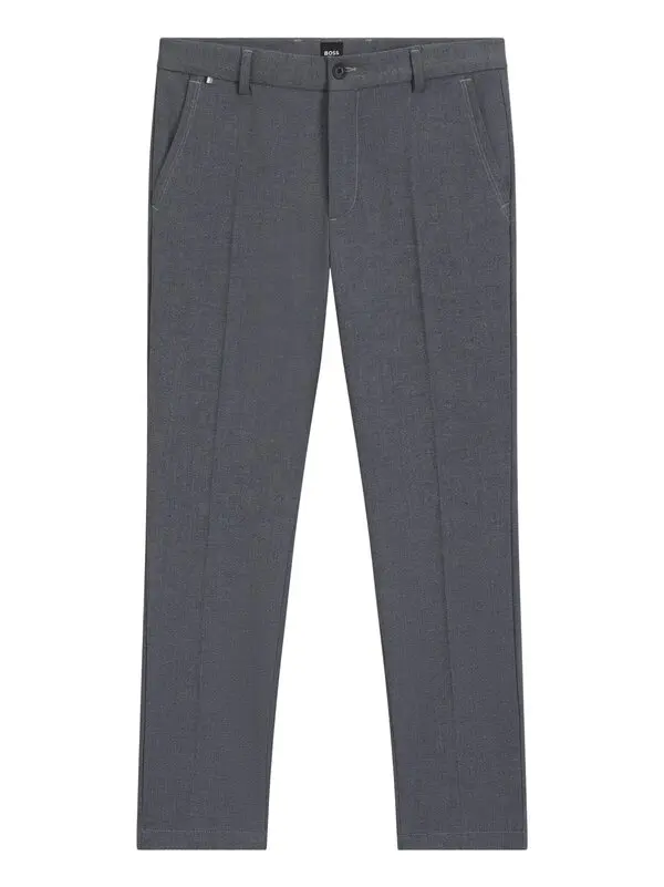 BOSS Slim-fit Dobby Trousers - Dark Blue
