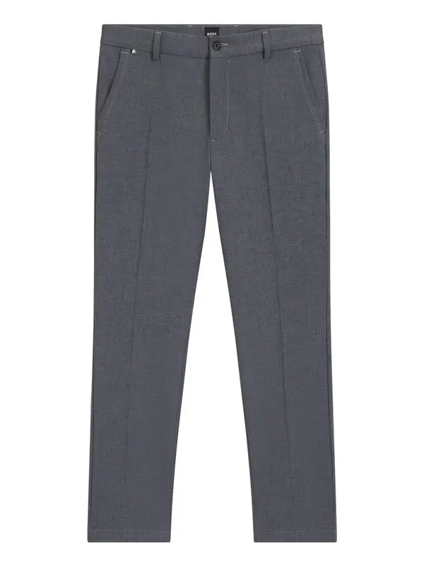 BOSS Slim-fit Dobby Trousers - Dark Blue