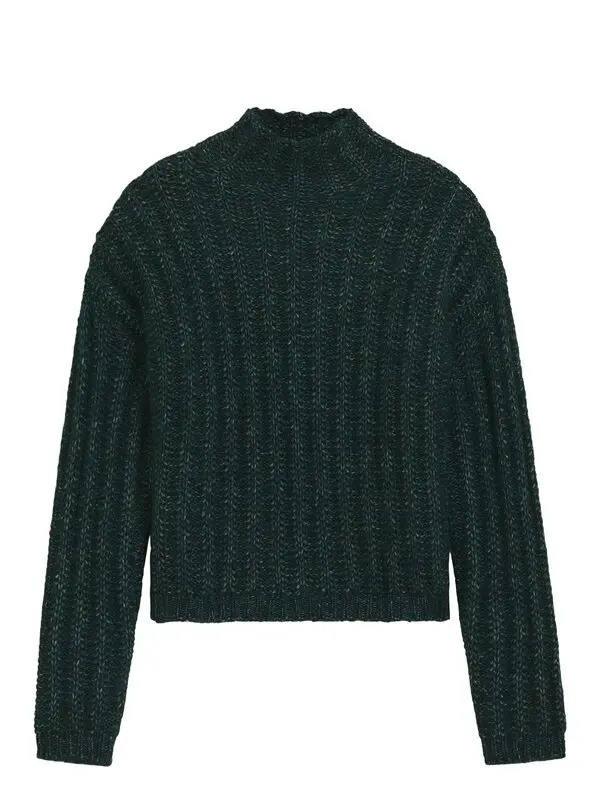 Hugo Knitted Sweater With Ribbed Structure - Dark Green