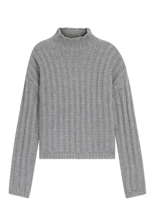 Hugo Knitted Sweater With Ribbed Structure - Grey