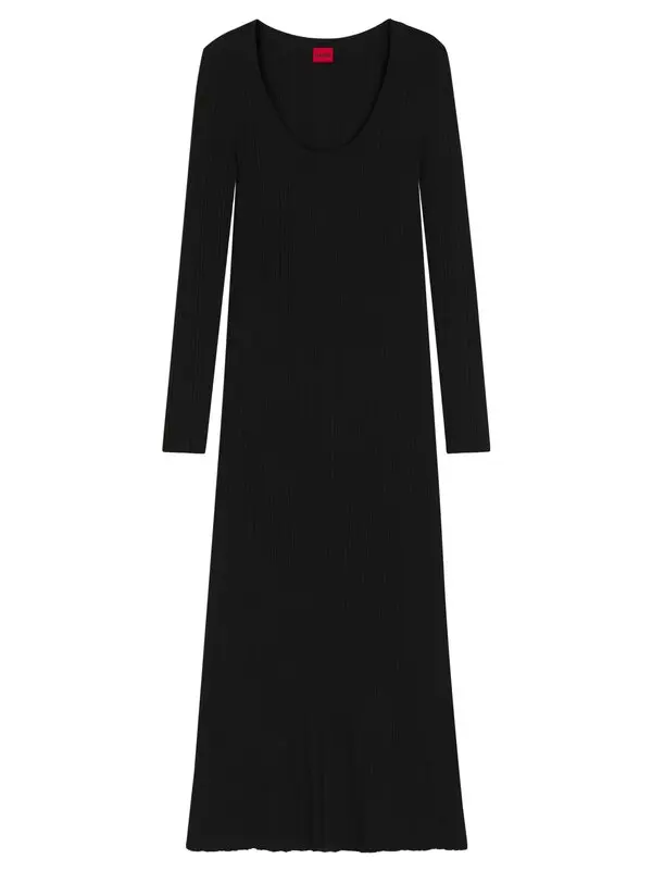 Hugo Ribbed Midi Dress - Black
